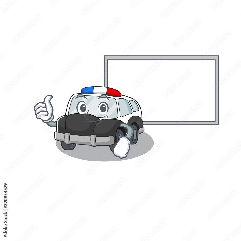 Thumbs up of police car cartoon design having a board Stock Vector ...