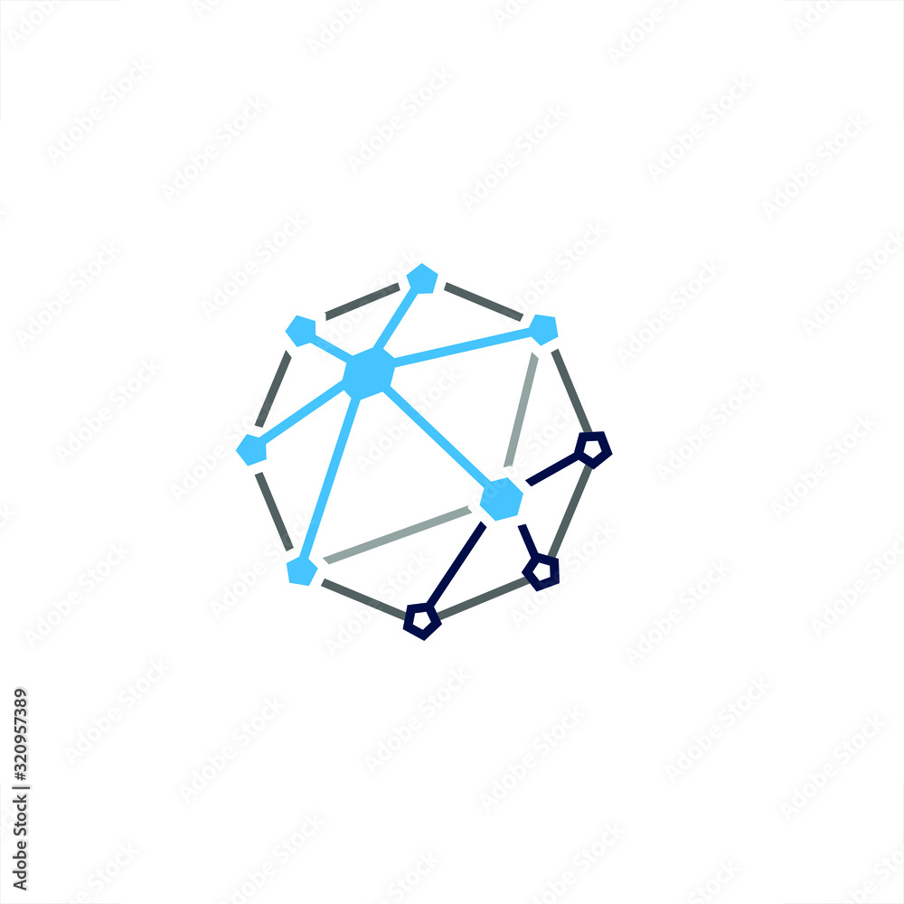 octagon logo connected dots design Stock Vector | Adobe Stock