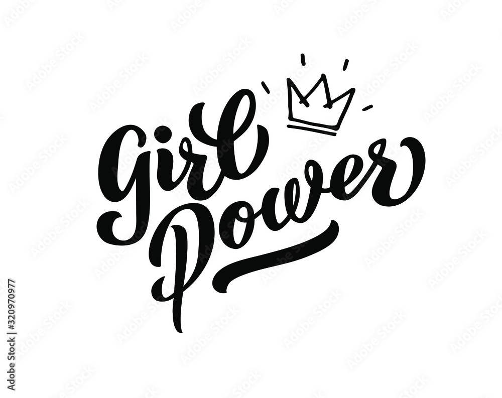 Girl power inscription handwritten with bright pink vivid font. GRL ...