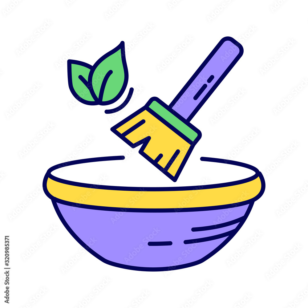 Natural dyes. Green manufacturing process color line icon. Pictogram ...