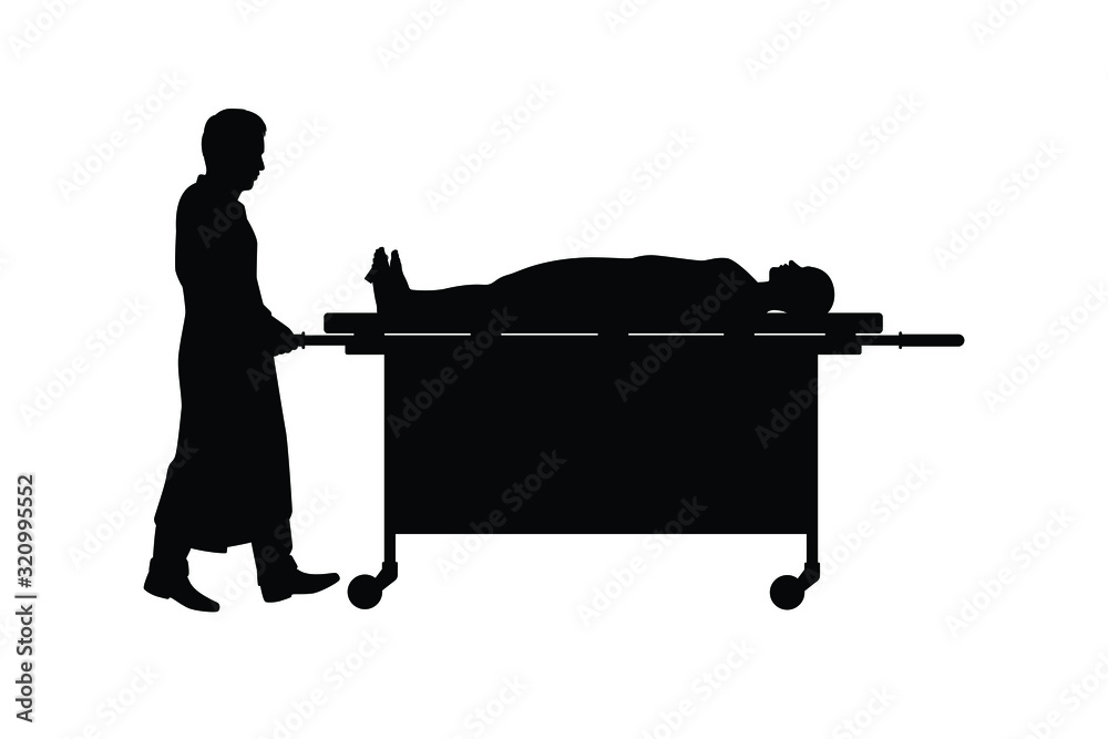 The man works in morgue silhouette vector Stock Vector | Adobe Stock