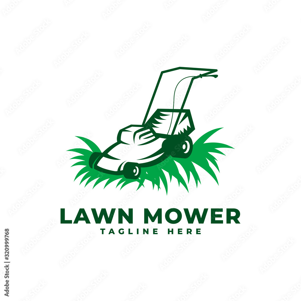 Lawn Mower Logo Vector Icon Illustration Stock Vector | Adobe Stock