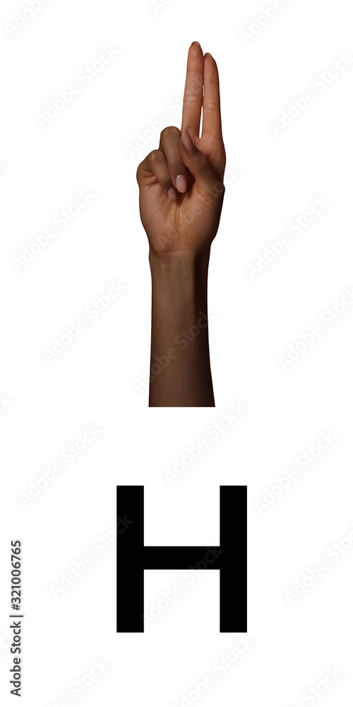 Manual Language Alphabet Deaf Gesture Sign H letter with Female Hand ...