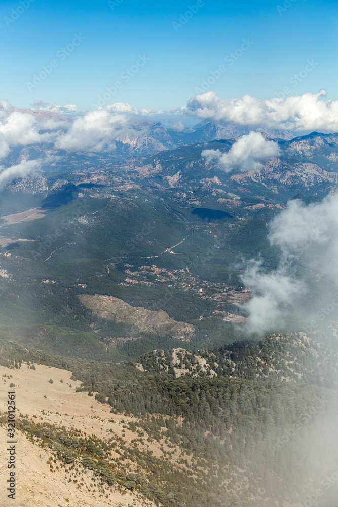 Vertical color photography of amazing aerial view at green sunny ...