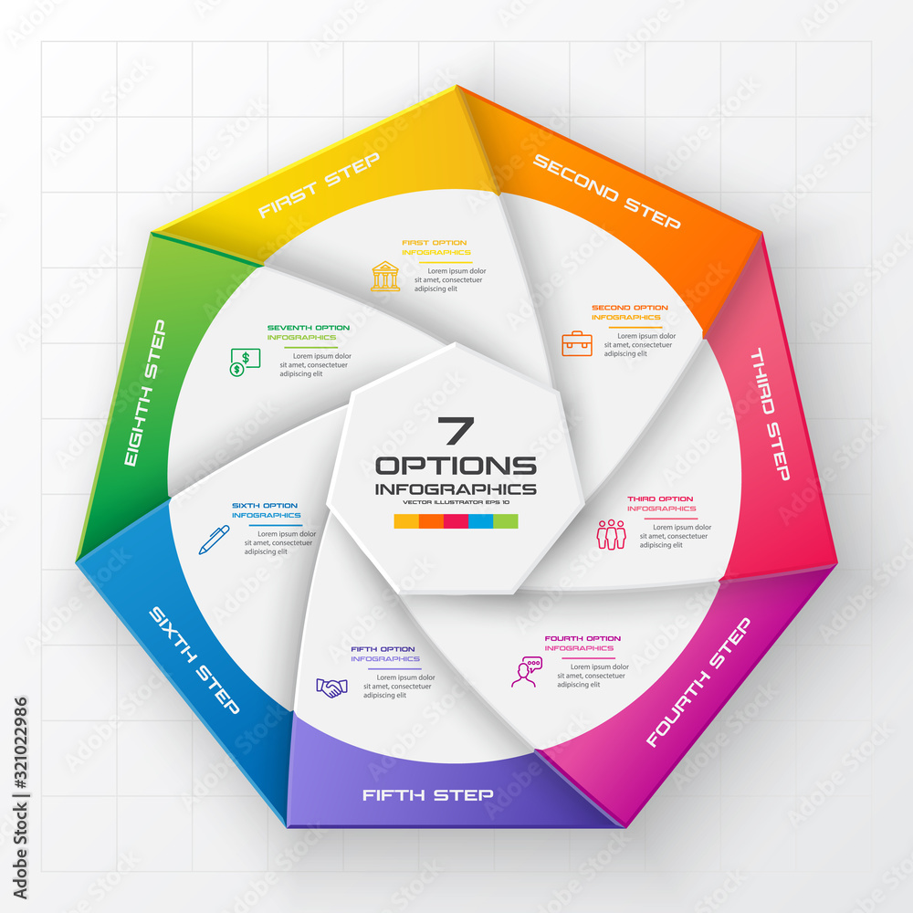 Heptagon infographic,Diagram with 7 options,Vector design element ...