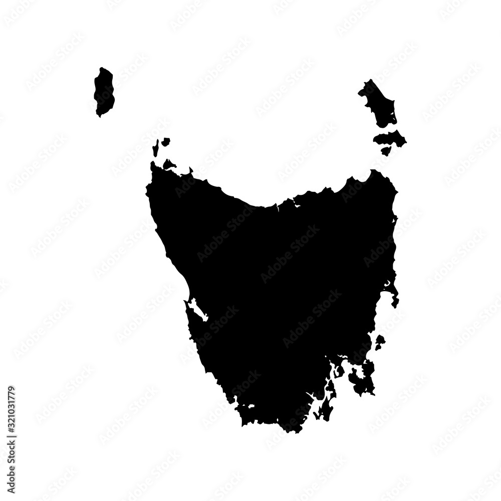 Tasmania map vector, isolated on white background. Black map template ...