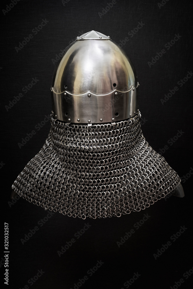 Knight helmet on black. Stock Photo | Adobe Stock