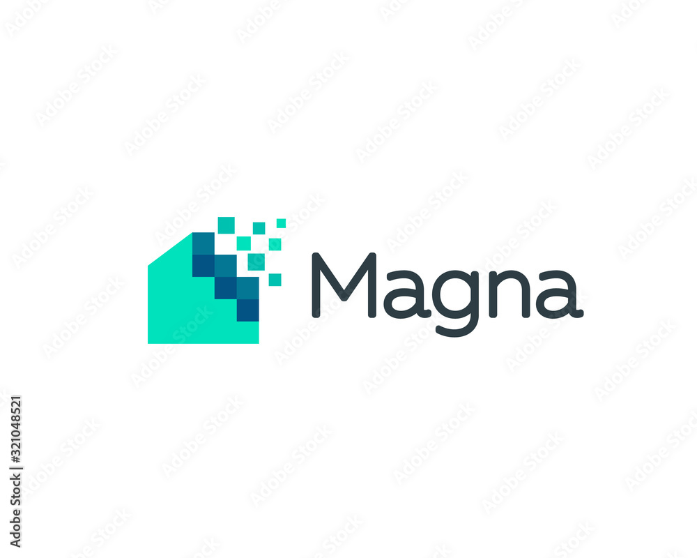 Abstract pixel house logo icon design modern digital style illustration ...