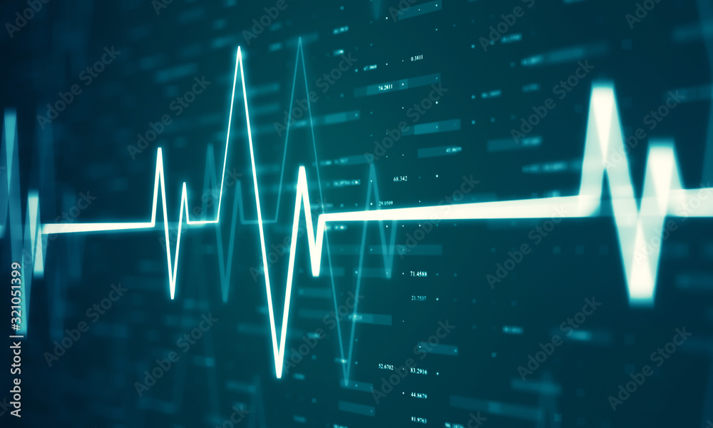 Ekg heart beat line monitor. Health care and technology concept ...