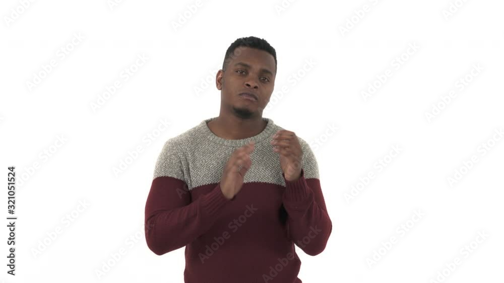 Unsatisfied man applauding in sarcastic manner. Emotions, feelings ...