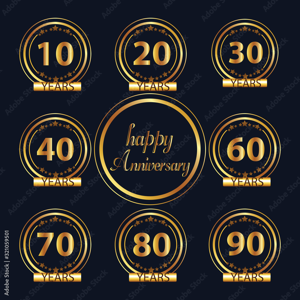Vector set of anniversary symbols. Anniversary logo's collection. Stock ...
