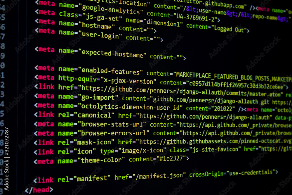 developer software source code screen. programming code. writing script ...