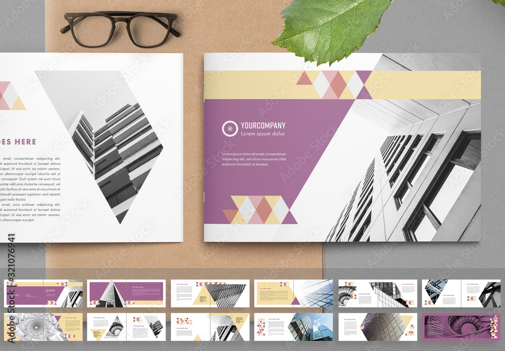 Modern Brochure Layout with Colorful Pattern Elements Stock Template ...