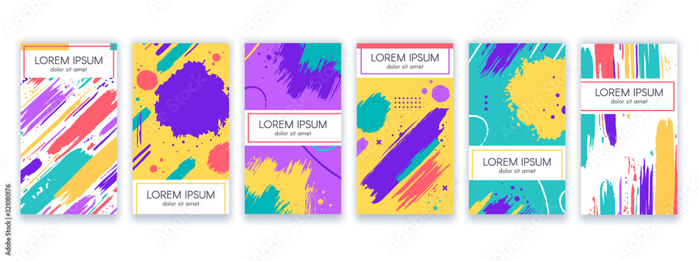 Textured brush art poster. Creative textured abstract frames, modern ...