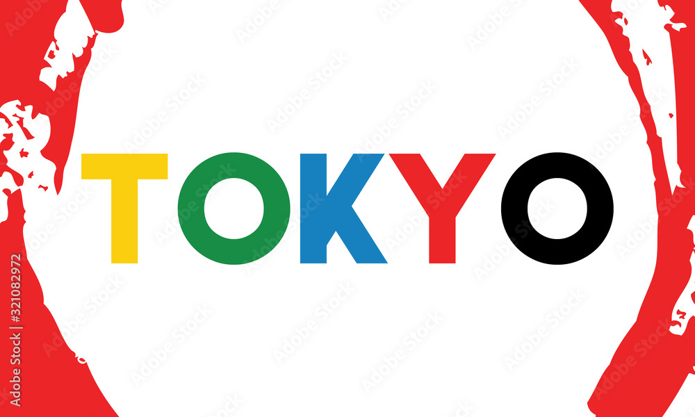 2020 template design Tokyo with colored brushs grunge circles concept ...
