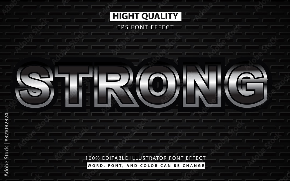 Strong steel text effect style design concept with editable for change ...
