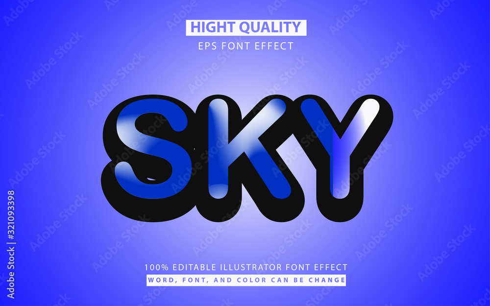 Sky blue text effect style design concept with editable for change ...