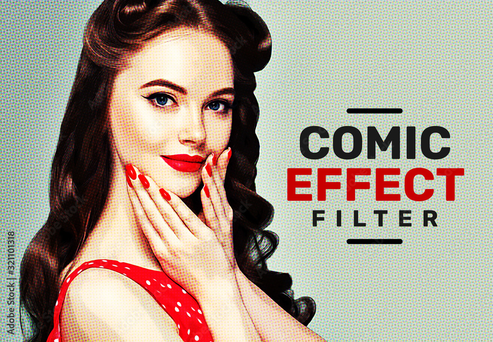 Vintage Retro Comic Effect Filter Mockup Stock Template | Adobe Stock