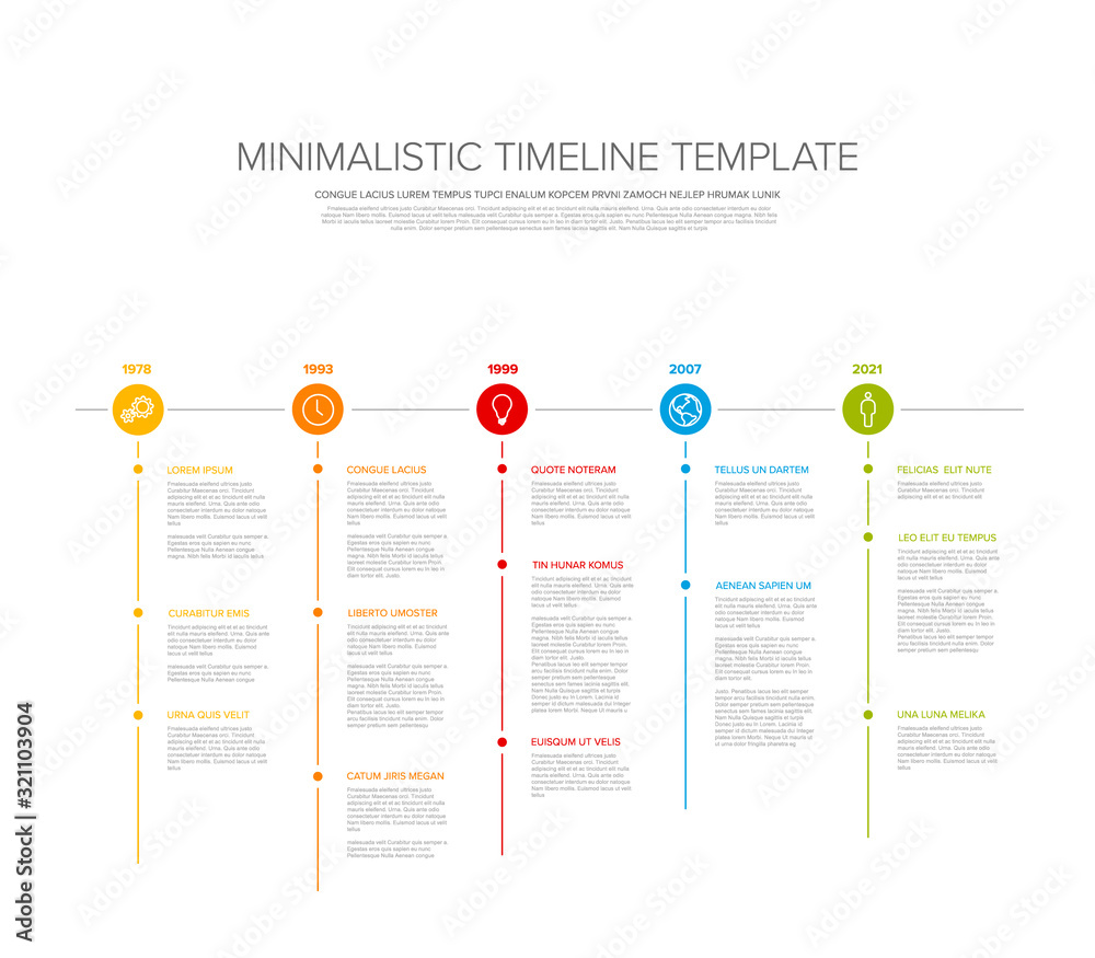 Minimalistic timeline template with circle icons Stock Vector | Adobe Stock