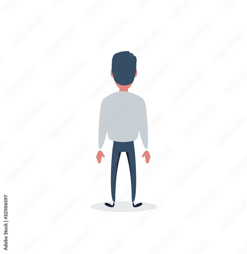 Vector color illustration of a man rear view isolated on white ...