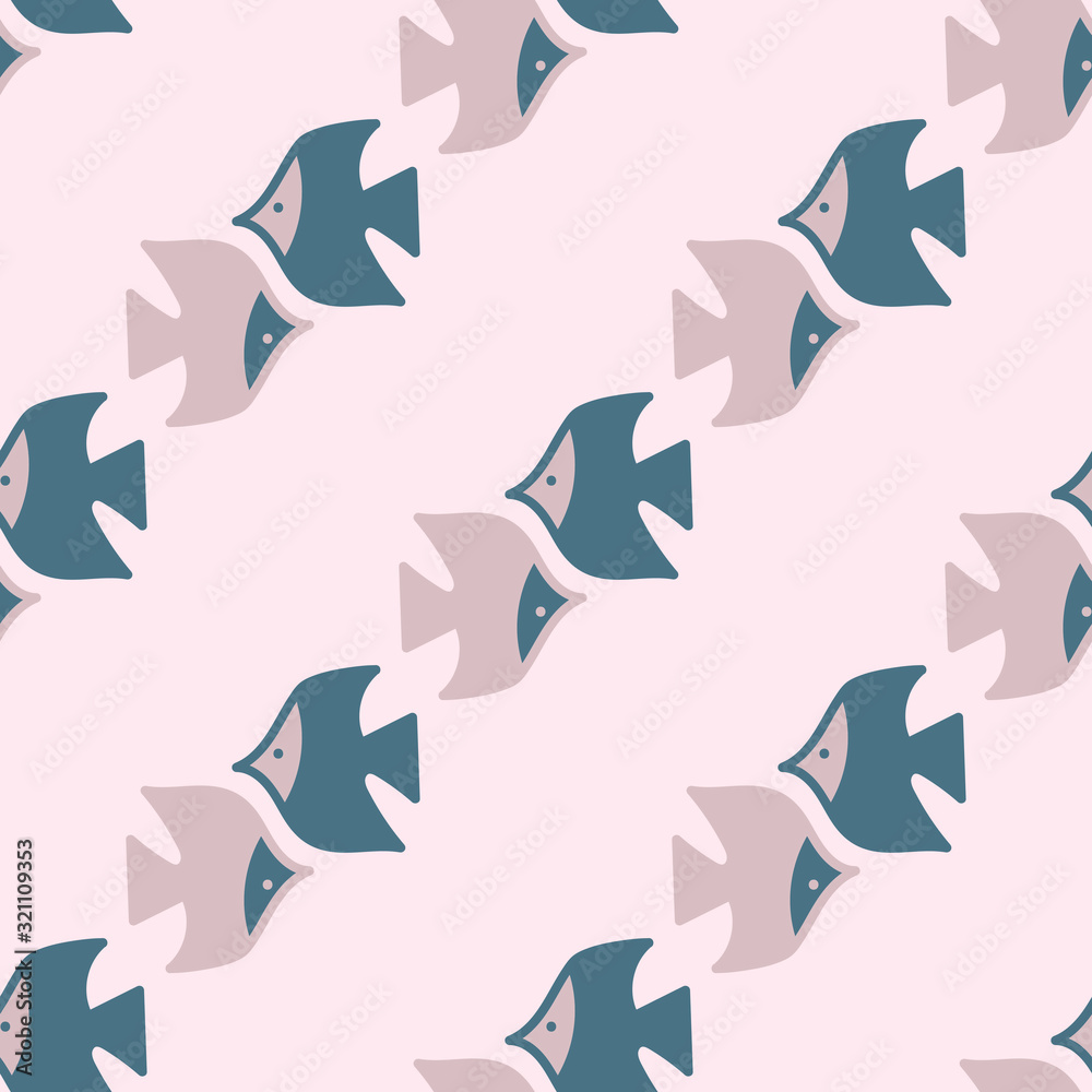 Seamless background. Fish swim in different directions . Flat Vector ...
