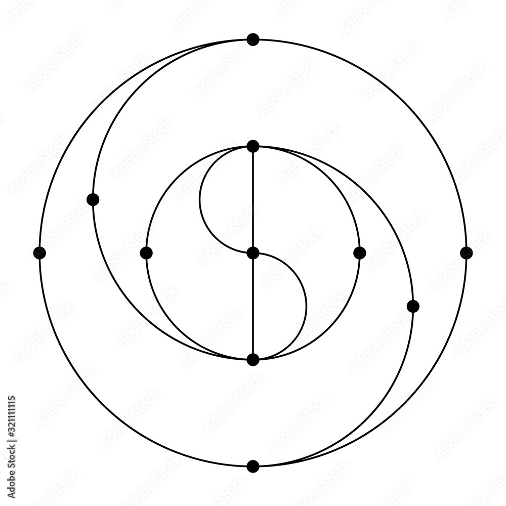 Abstract geometric round symbol, solated on white background. Black ...