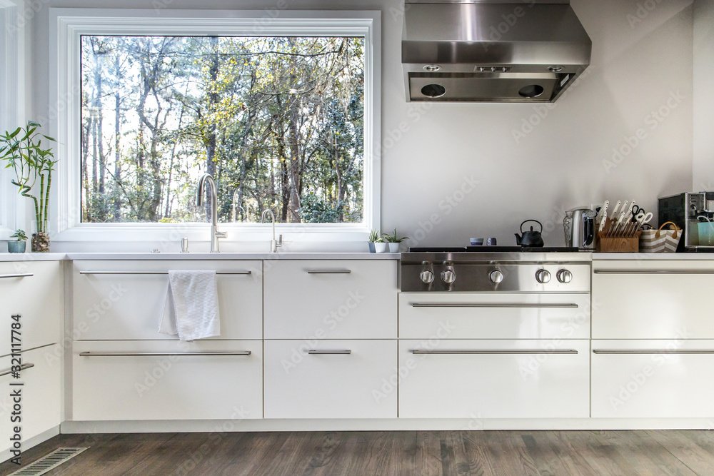 spacious large modern white kitchen recently updated with high end ...