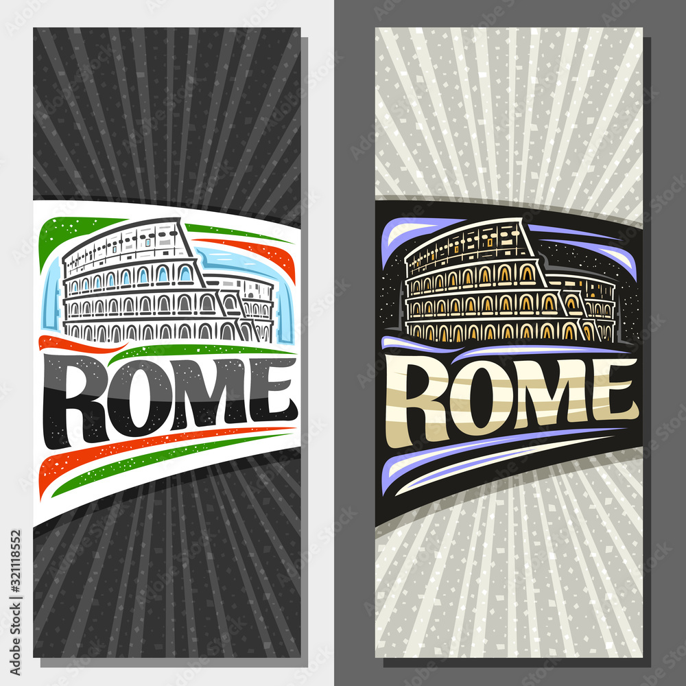 Vector layouts for Rome with copy space, decorative leaflets with ...