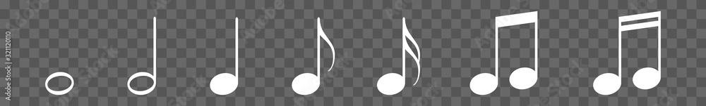 Music Notes Icon White | Note Illustration | Tone Symbol | Sound Logo ...