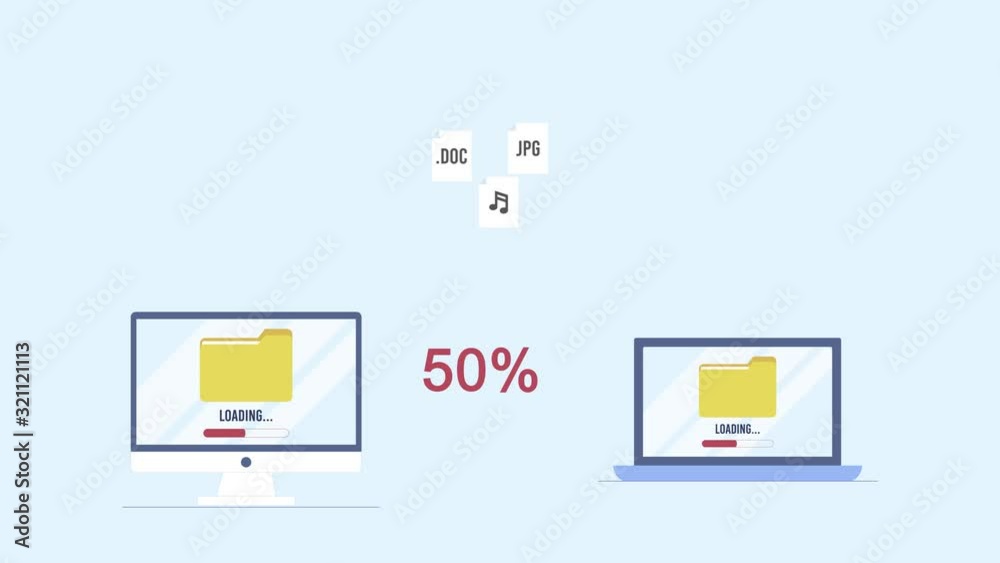 File transfer animation, Computer to Laptop File transfer, zip file ...