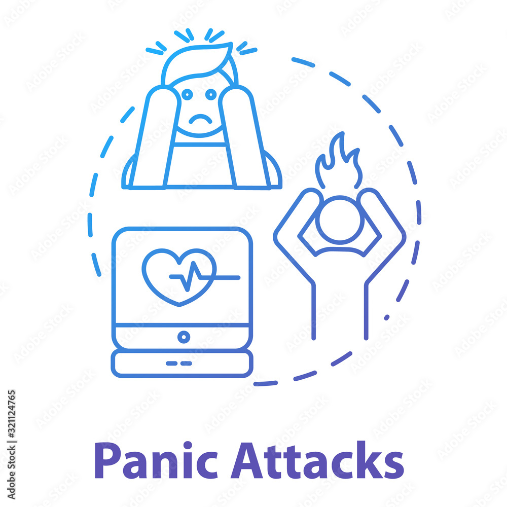 Panic attacks concept icon. Feeling of fear, phobia. Stress symptoms ...