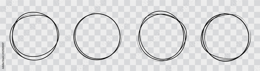 Hand drawning circle line sketch set. Art design round circular ...