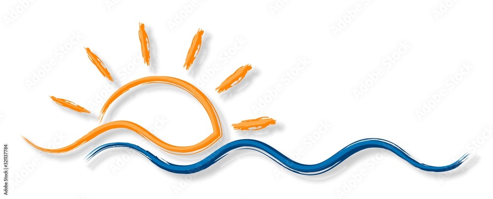 Sun and Blue Wave Symbol. Stock Illustration | Adobe Stock
