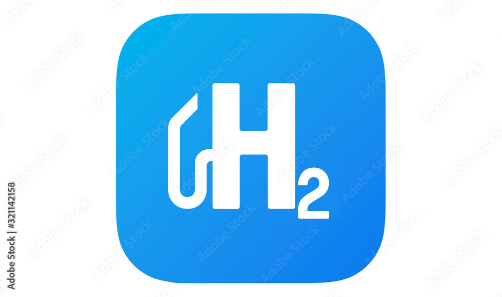 Hydrogen logo on gas stations fuel dispenser. h2 combustion engine for ...