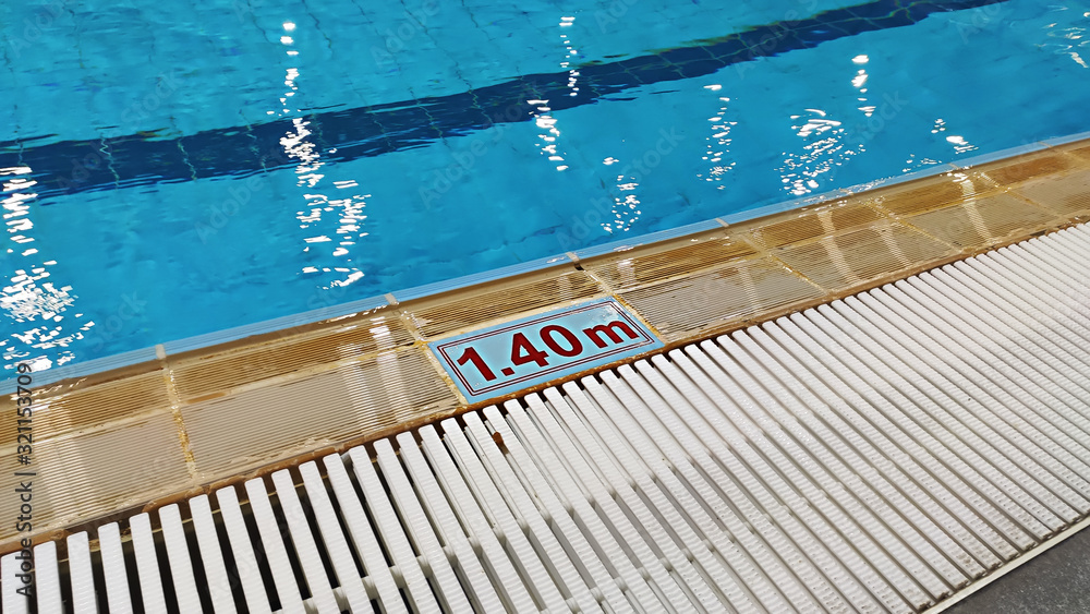 1 4 M Depth Marking On Pool Edge Inscription Of The Swimming Pool 1-4-m-depth-marking-on-pool-edge-inscription-of-the-swimming-pool