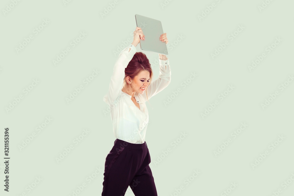 Break down at work. Girl office button shirt angry mad furious business ...