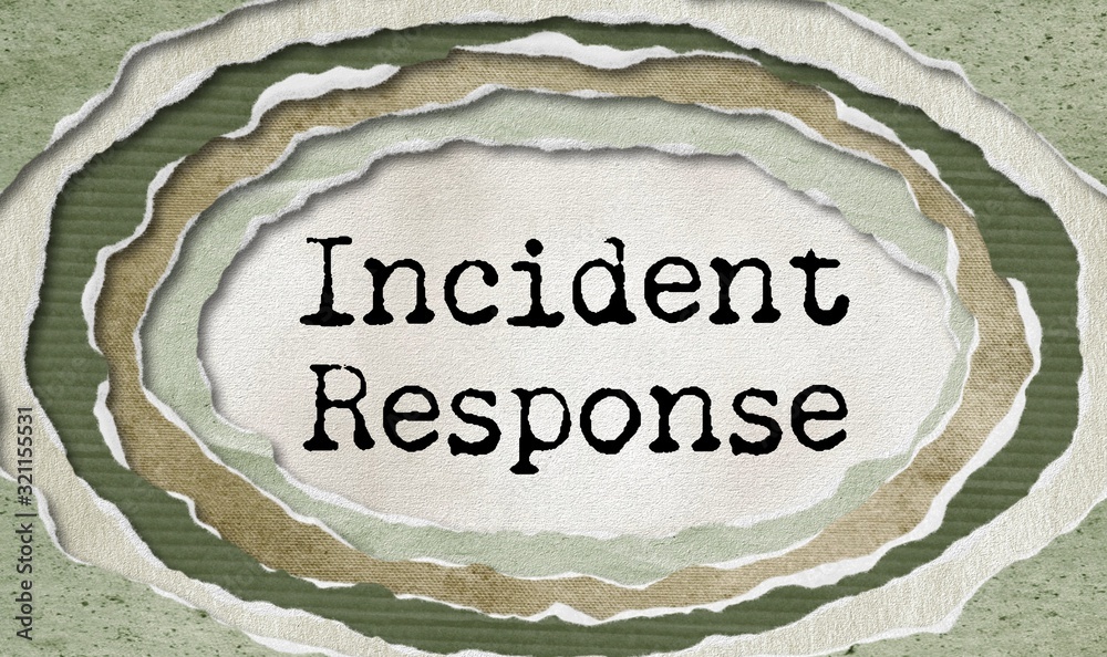 Incident response - typewritten word in ragged paper hole background ...