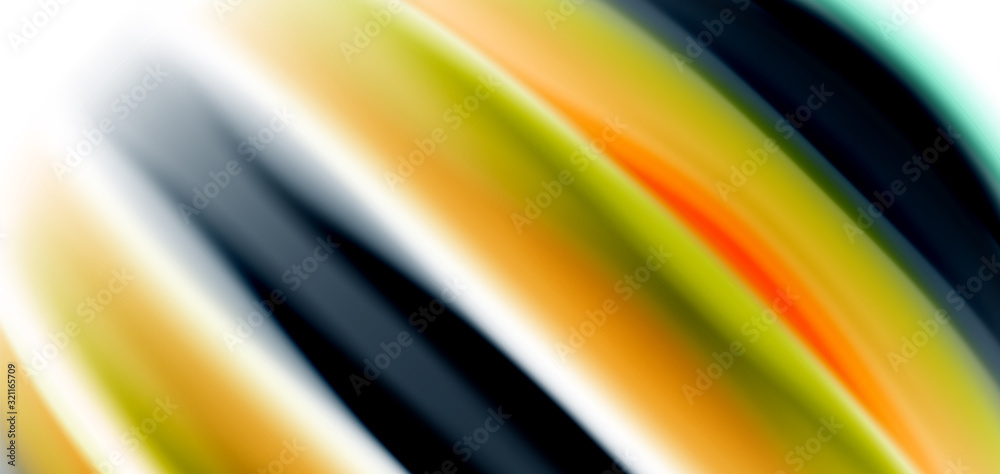 Silk smooth lines on white, liquid fluid color waves. Vector ...