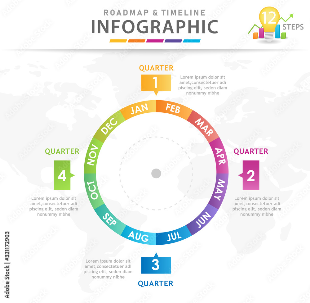 Infographic template for business. Modern Timeline diagram calendar ...