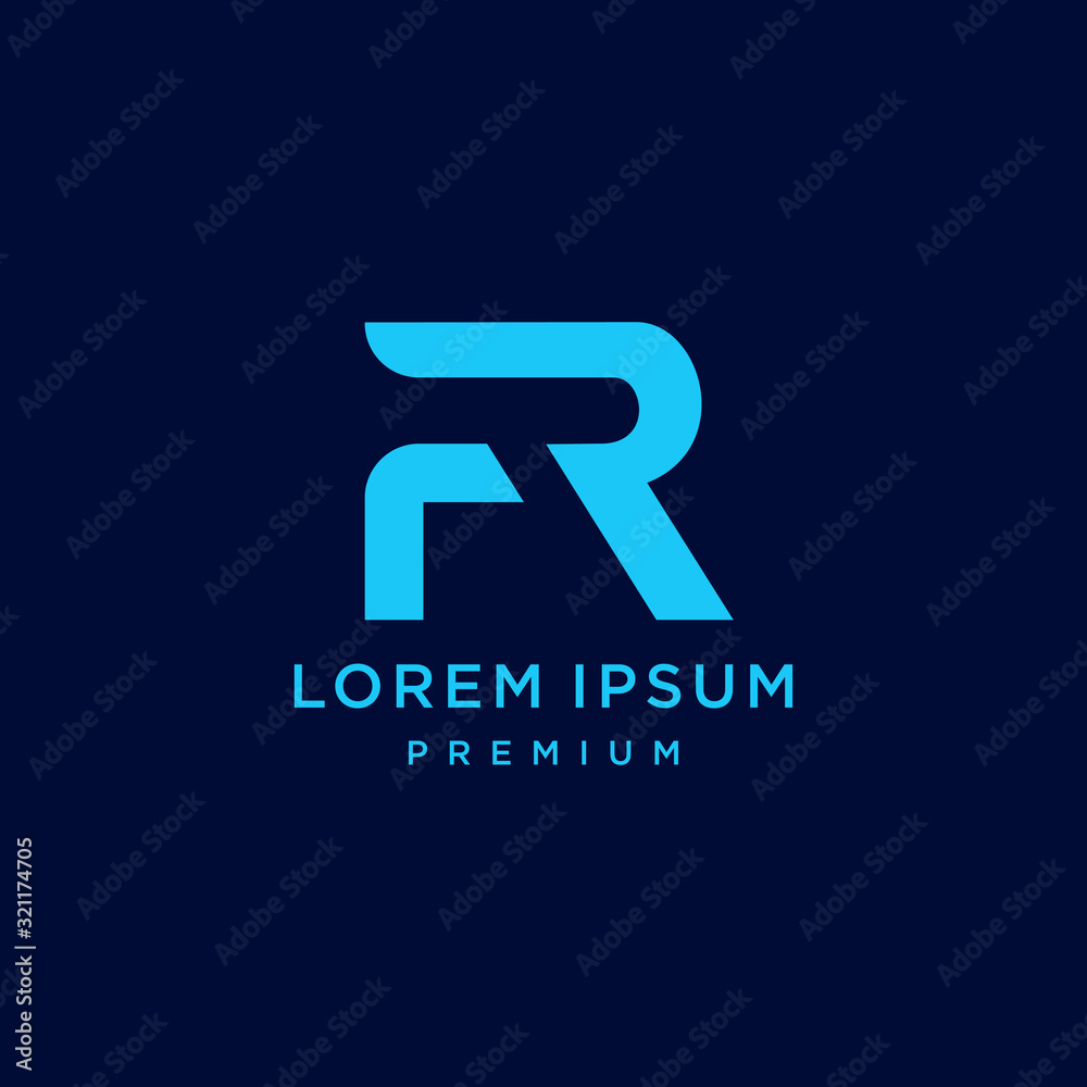 initial F R RF FR icon logo logotype font vector design in elegant and ...