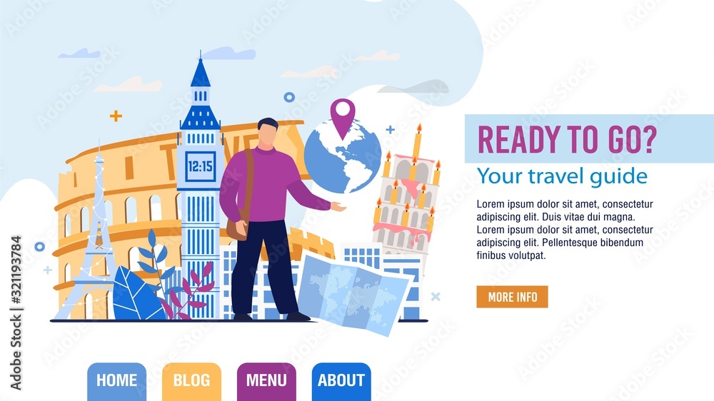 Tour and Personal Guide Selection Landing Page Trendy Design. Travel ...