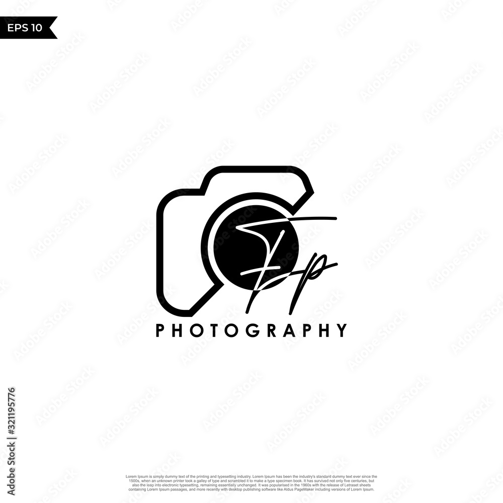 Initial Letter FP with camera. Logo photography simple luxury vector.fp ...