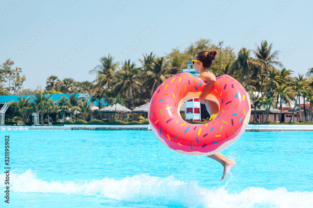 Tween girl in water park Stock Photo | Adobe Stock
