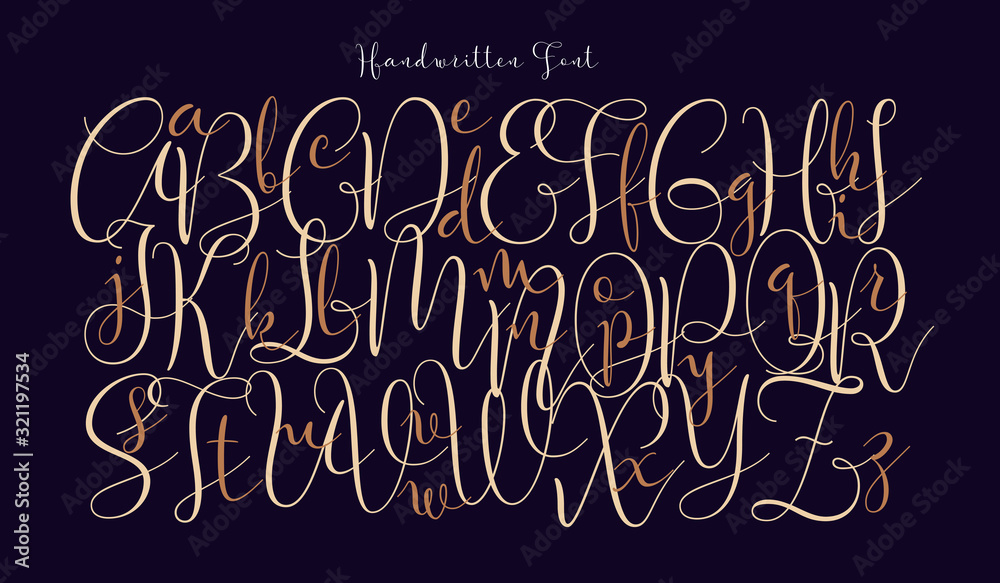 Vector calligraphic script font. Classic style handwritten typeface ...