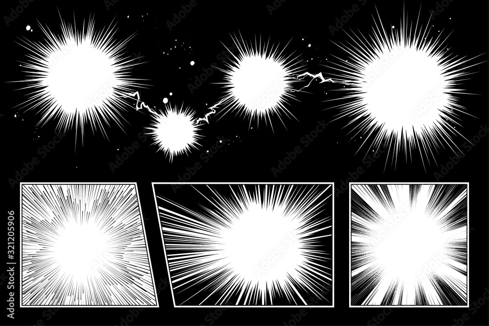 Manga thunder sparkling effect set Stock Vector | Adobe Stock