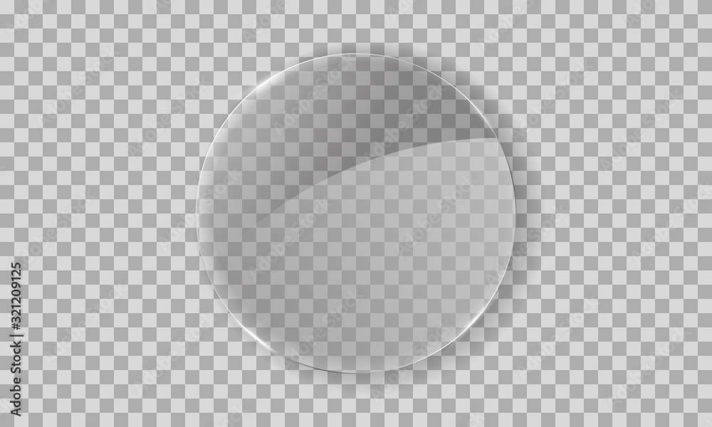 Vector glass ellipse on a transparent background. Transparent mirror ...