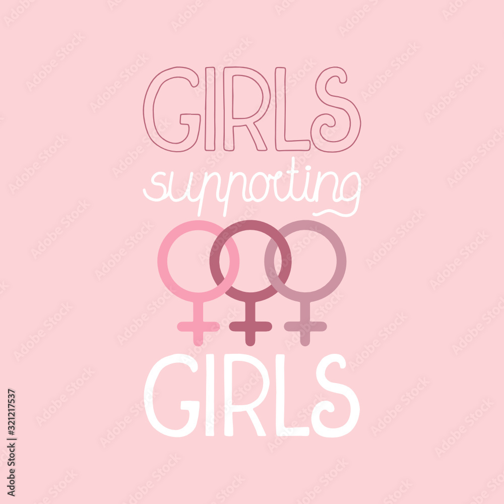 Vector illustration in simple style with hand-lettering phrase girl ...