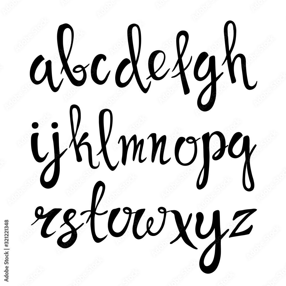 Vector latin alphabet. Hand drawn calligraphic font. Vector font with ...