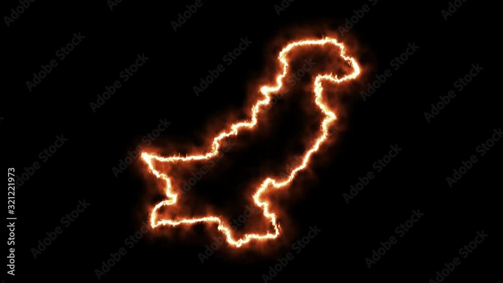 Outline map of Pakistan on fire. 3D Render Stock Video | Adobe Stock