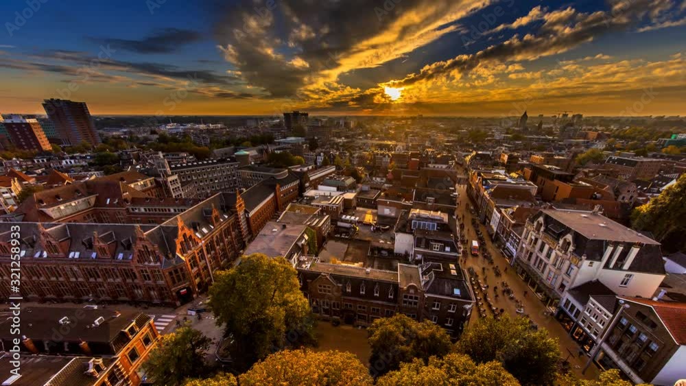 Timelapse of Sunset over Groningen city seen from church tower Stock ...